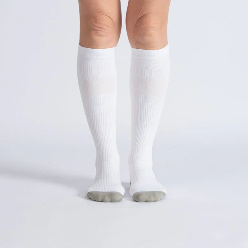 Compression Socks - White Grey | Pain Relief & Circulation Support ...